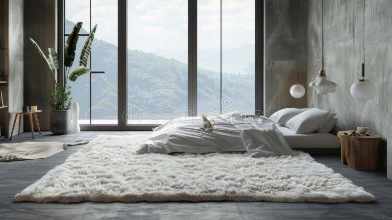 Minimalist Soft Rug for Bedroom Stock Illustration - Illustration of ...