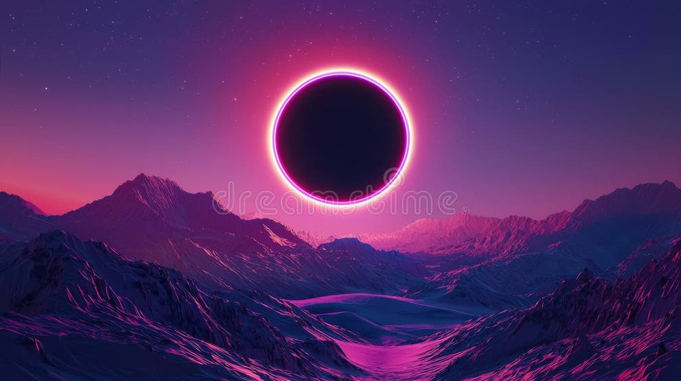 Minimalist Solar Eclipse with Neon Corona, Deep Cosmos Backdrop ...