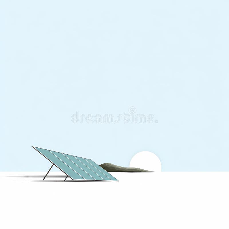 Minimalist Solar Panel Illustration with Sun - Clean Renewable Energy ...