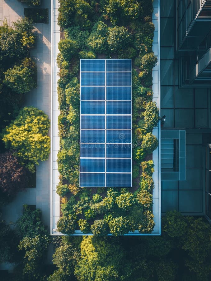 Sustainable Urban Gardening Rooftop Greenery Solar Power Stock Photos ...