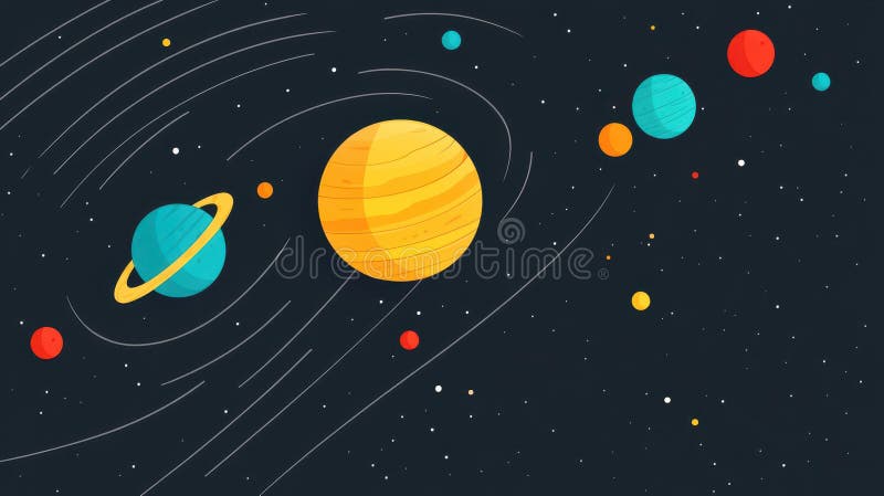 A Minimalist Solar System Illustration Featuring Plain Planets, Simple ...