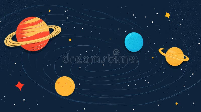 A Minimalist Solar System Illustration Featuring Plain Planets, Simple ...