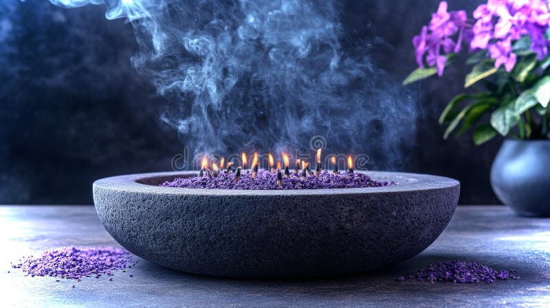 Minimalist Spa Setup Featuring Incense Sticks Surrounded by Calming ...
