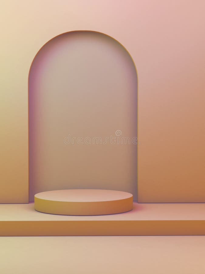 Minimalist Space with Arch and Platform Stock Illustration ...