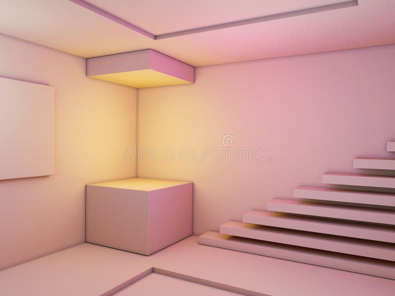 Minimalist Space with Rectangular Shapes Stock Illustration ...