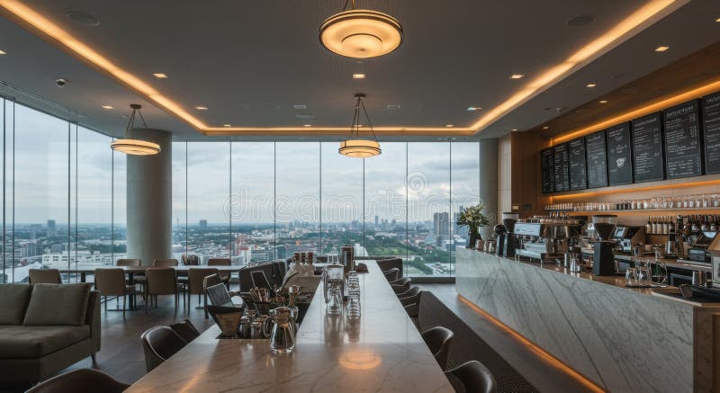 Sleek Contemporary Cafe with Airport Views - Generative AI Stock Image ...