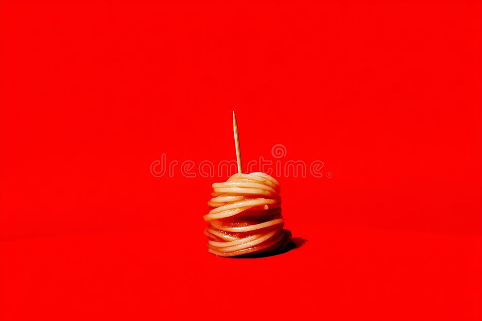 Minimalist Spaghetti on Red Background Stock Image - Image of dinner ...