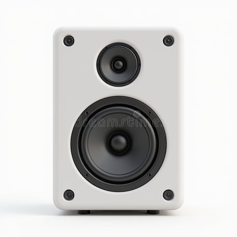 A White Rectangular Speaker with Two Circular Drivers, Set Against a ...