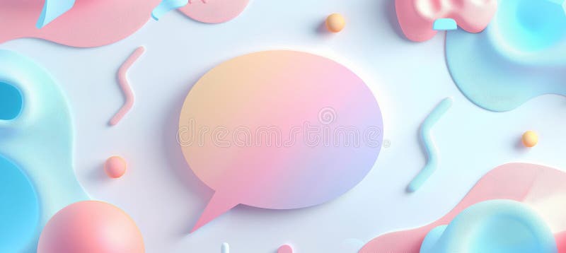 Minimalist Speech Bubble with Pastel 3D Shapes on White Background for ...