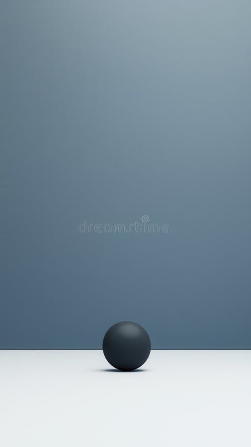 Minimalist Sphere on Blue Background Abstract Design Simple Geometry ...