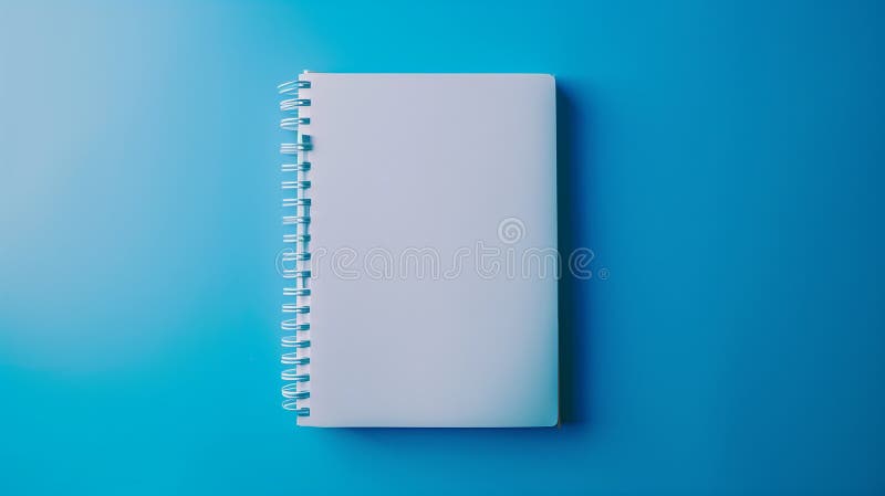 Minimalist Spiral Notebook on Blue Background Stock Illustration ...