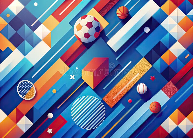 Minimalist Sports TiltShift Illustrations Geometric Patterns for Modern ...