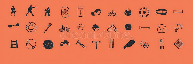 Minimalist Sports Vector Icons on a Solid Burnt Stock Illustration ...