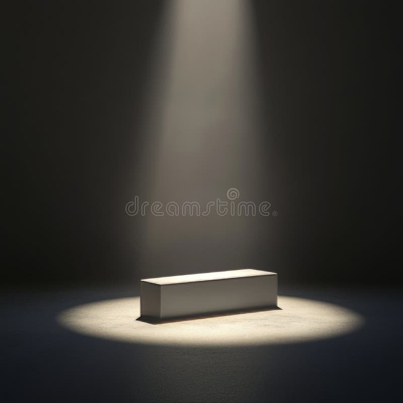 Minimalist Spotlight on Empty Bench in Dark Room with Dramatic Lighting ...