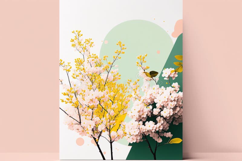 Minimalist Spring Background with Pastel Colors and Springtime Elements ...