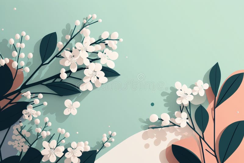 Minimalist Spring Background with Pastel Colors and Springtime Elements ...