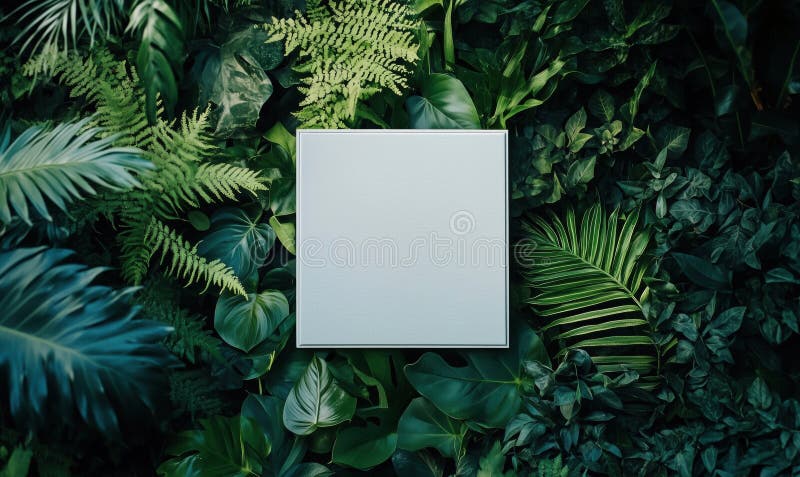 Minimalist Square Frame Surrounded by Lush Green Foliage and Tropical ...