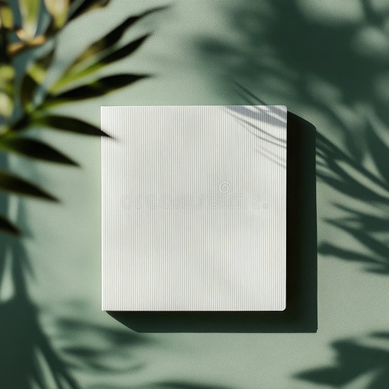 A Minimalist Square Notebook Sits on a Green Surface, Stock ...
