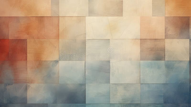 Minimalist Square Pattern Canvas with Blue, Brown, and Orange Tones ...