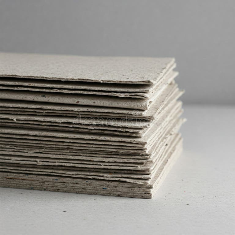 A Minimalist Stack of Handmade Recycled Paper Stock Illustration ...