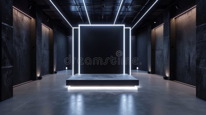 Minimalist Stage with Bold LED Frame Lighting Stock Photo - Image of ...