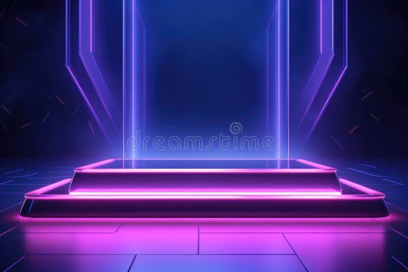 A Minimalist Stage with Bright Neon Lights, Ideal for Events or ...