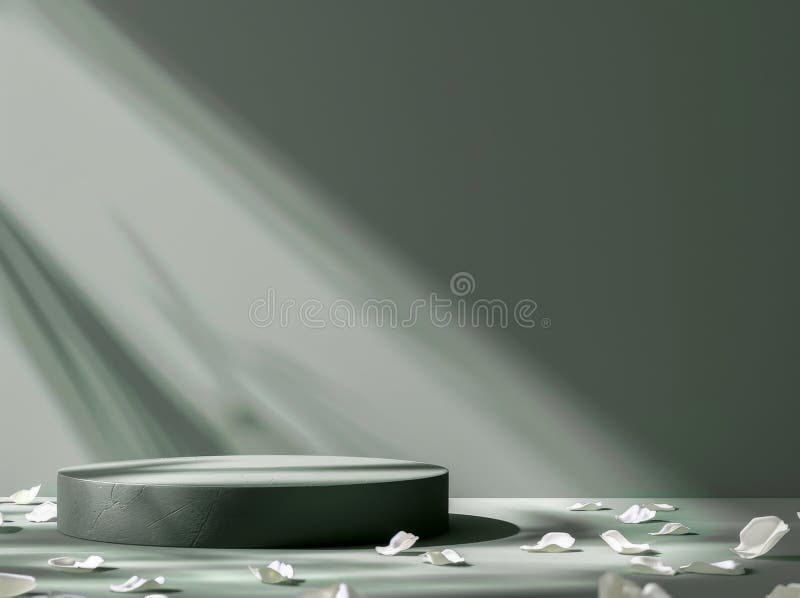 Minimalist Stage Design with Elegant Metallic Rings on a Dark Blue ...