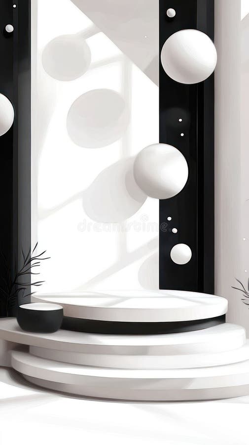 A Minimalist Stage Design Featuring Circular Elements and Geometric ...