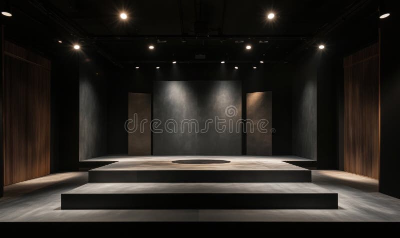 Minimalist Stage Design Featuring Layered Platforms and Dramatic ...