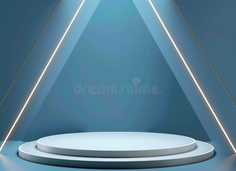 Minimalist Stage Design with Geometric Shapes and Soft Blue Lighting ...