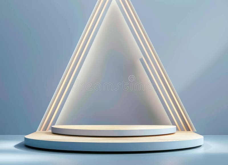 Minimalist Stage Design with Geometric Shapes and Soft Blue Lighting ...