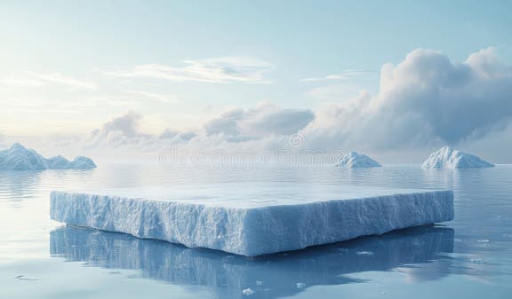 Minimalist Stage Design with a Rectangular Podium Set on Shimmering ...