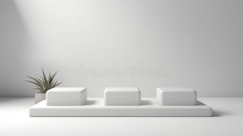 Minimalist Stage Design: White Cubes and Future Tech Stock Image ...