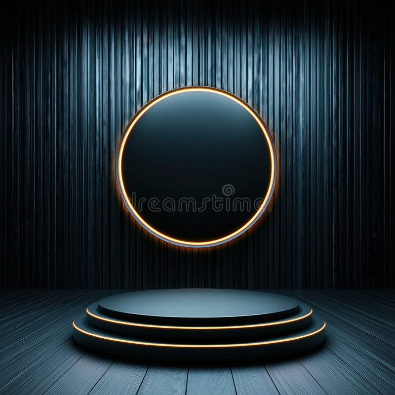 Glowing Circle Stage with Dark Background. Stock Illustration ...