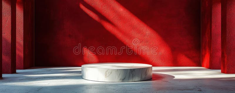 Minimalist Stage with Red Walls and Dramatic Shadows Stock Image ...