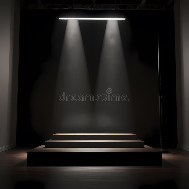 Minimalist Stage Setup with a Black Rectangular Platform in the Center ...