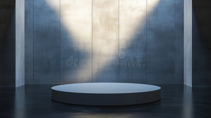 Minimalist Stage Setup with Circular Platform Under Dramatic Lighting ...
