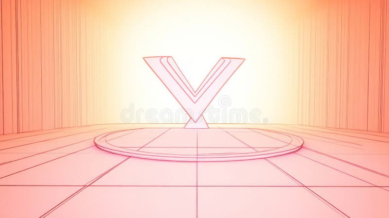 A Minimalist Stage with a Stylized V Shape, Illuminated by a Soft, Warm ...