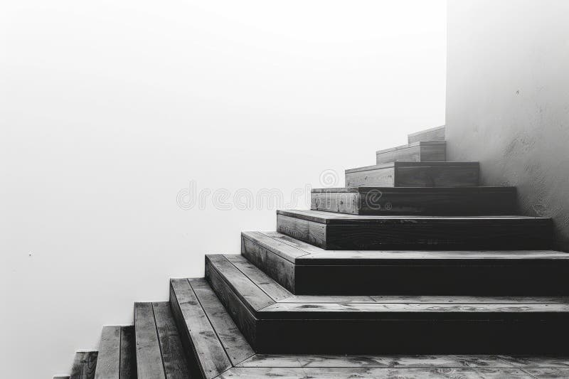 Minimalist Staircase in Black and White, Ascending Steps Stock Image ...