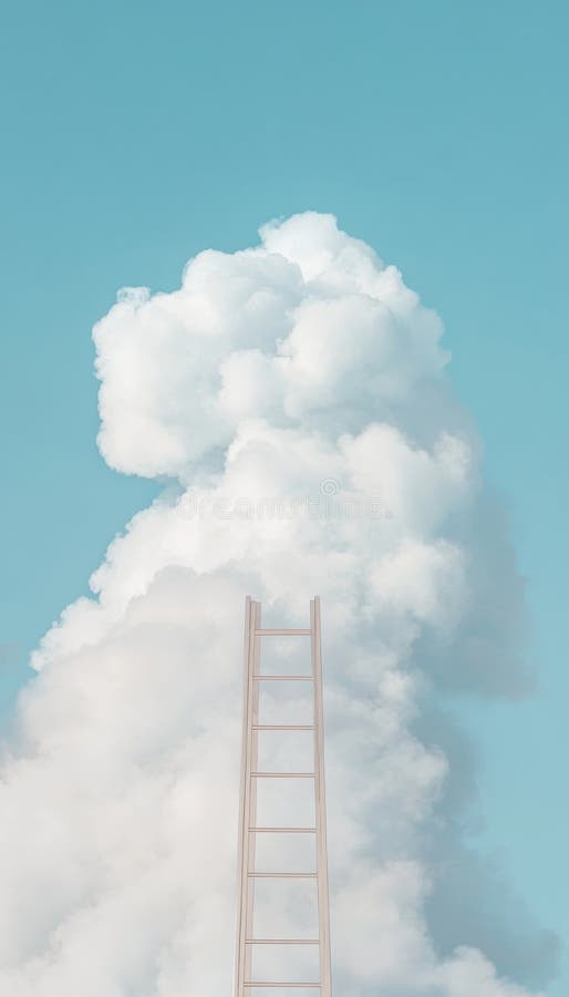 A Minimalist Step Ladder Ascending into Soft Clouds Symbolizing Growth ...