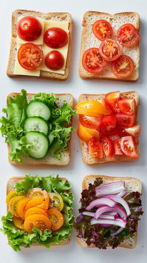 Minimalist Step by Step Sandwich Making Guide on White Background with ...