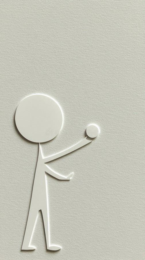 Simple Stick Figure Art on Textured Background, Reaching Out with One ...