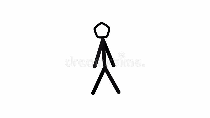 Minimalist Stick Figure with Pentagon Head Walking on Transparent ...