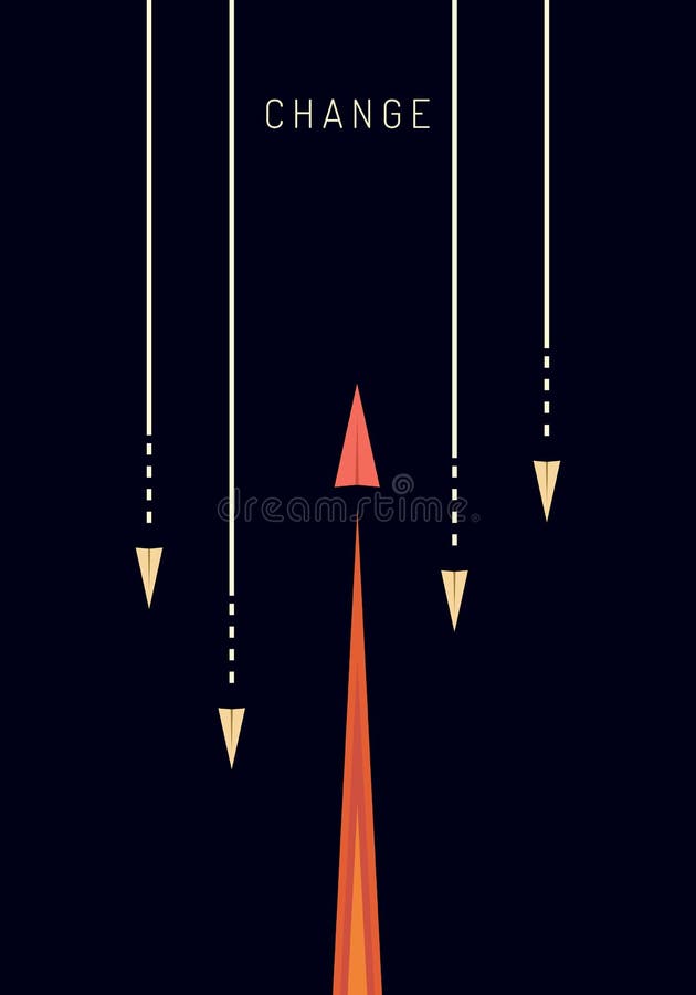 Minimalist Stile Red Airplane Changing Direction and White Ones. New ...