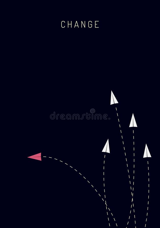 Minimalist Style Red Airplane Changing Direction and Ones. New Idea ...