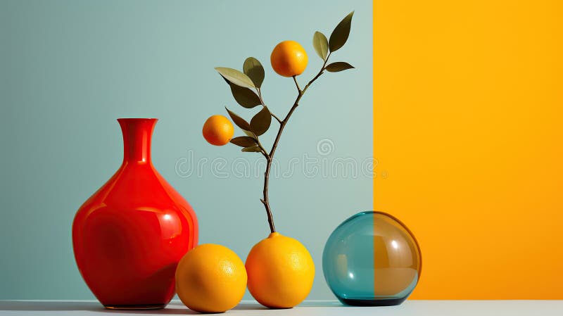 Minimalist Still Life with Bold Colored Objects. Generative Ai Stock ...