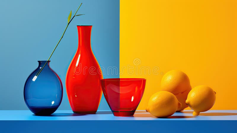 Minimalist Still Life with Bold Colored Objects. Generative Ai Stock ...