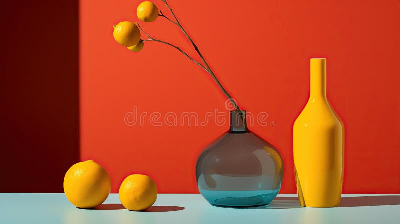 Minimalist Still Life with Bold Colored Objects. Generative Ai Stock ...