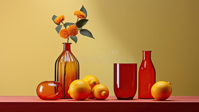 Minimalist Still Life with Bold Colored Objects. Generative Ai Stock ...