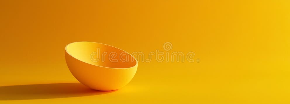 Minimalist Still Life Featuring a Yellow Hemisphere Casting a Shadow on ...